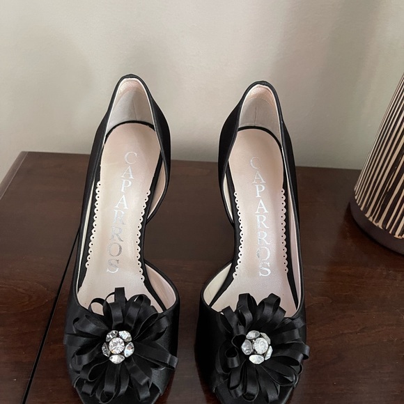Caparros | Shoes | Caparros Cherish Black Satin Formal Heels Size 7 ...